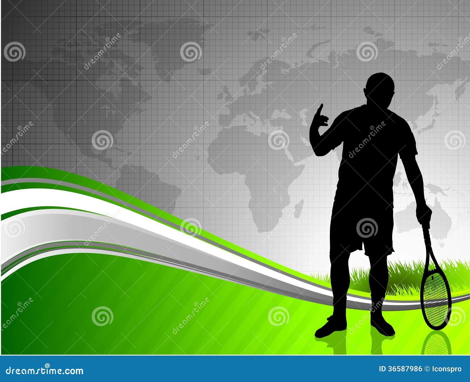 Tennis Player with World Map Stock Illustration - Illustration of ...