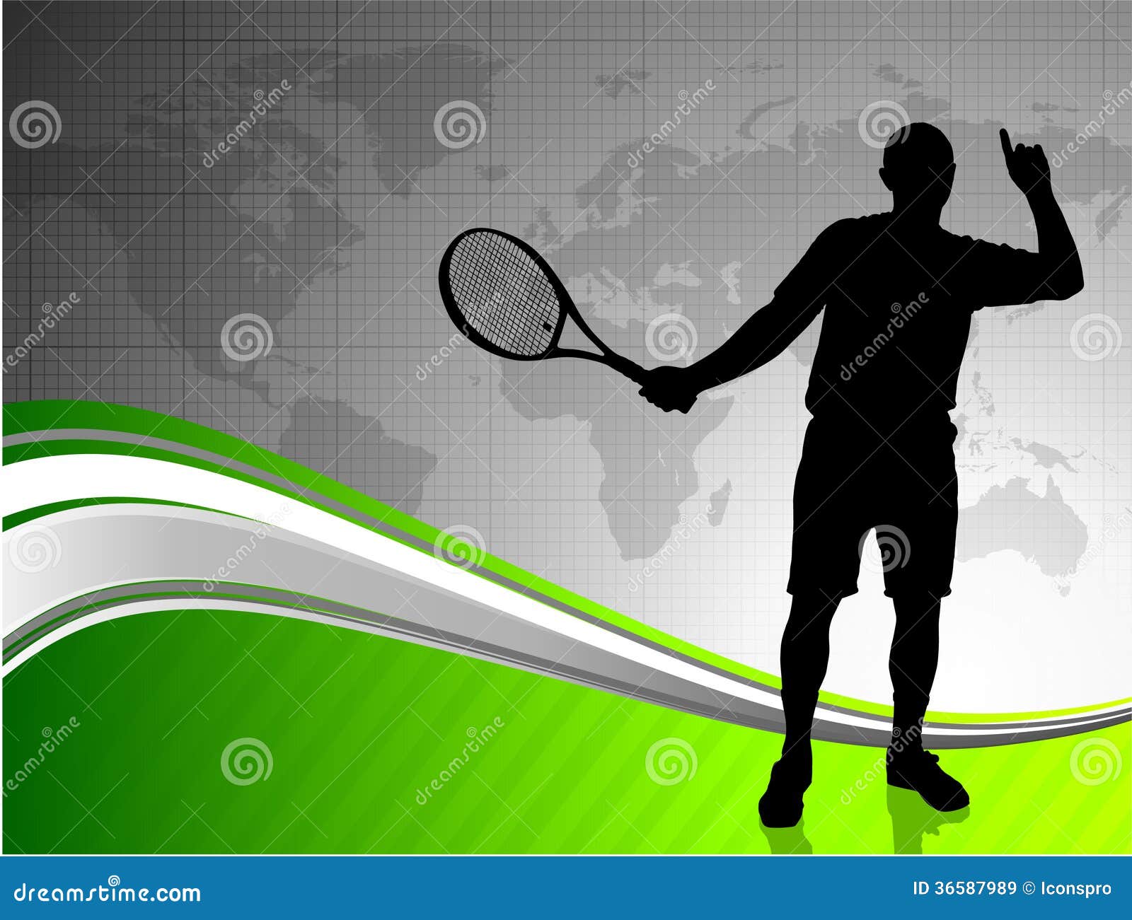 Tennis Player with World Map Stock Illustration - Illustration of ...