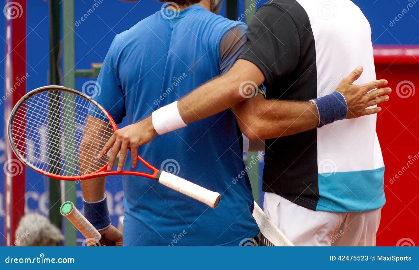Tennis players embrace stock image. Image of hand, ball - 42475523