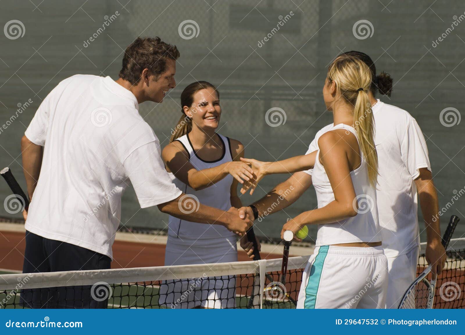 Tennis Players Shaking Hands Stock Photo - Image of outdoors, court ...