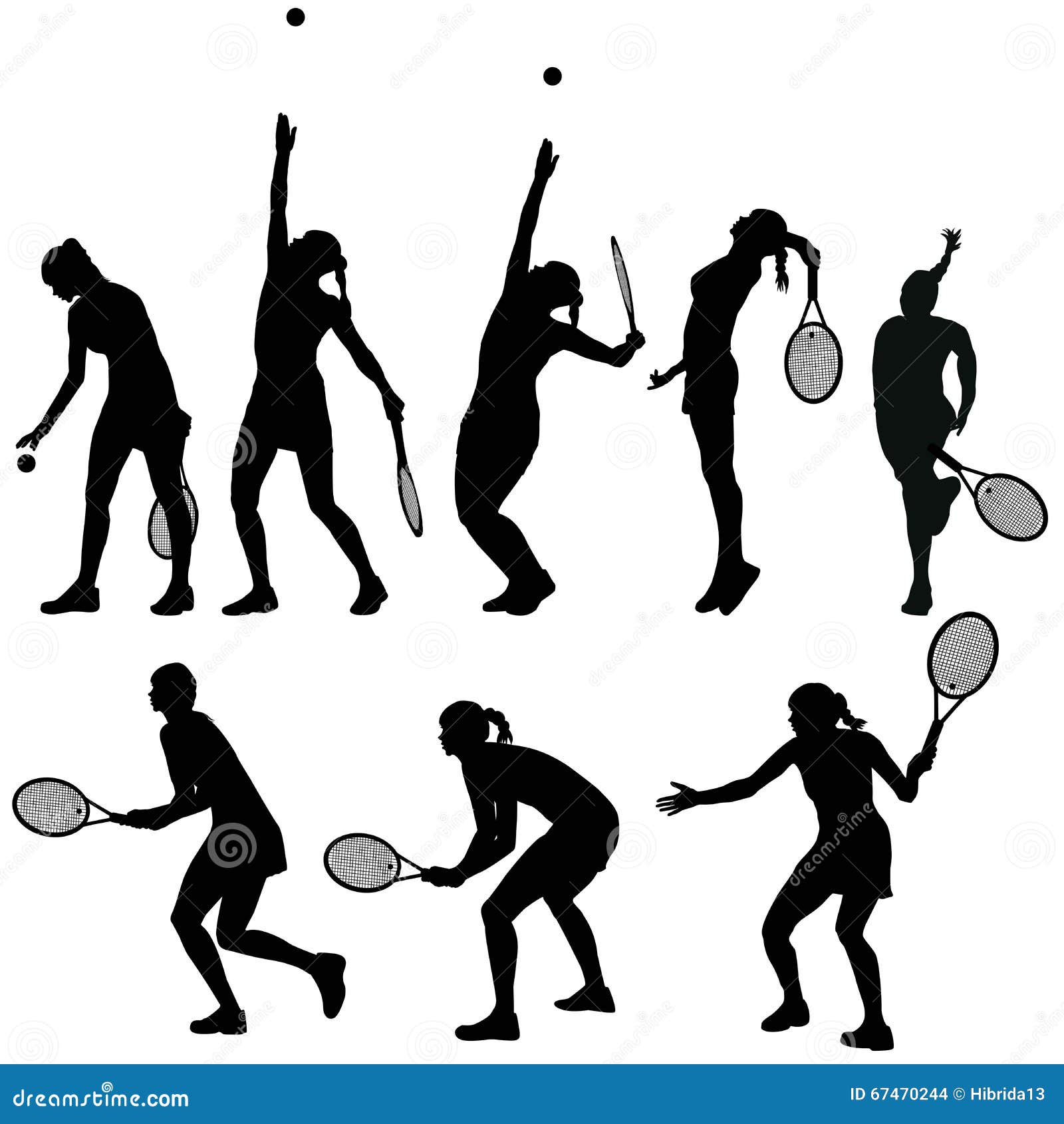 Tennis players silhouettes stock vector. Illustration of player - 67470244