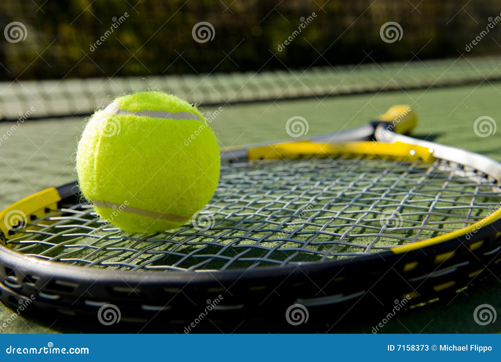 Tennis Racket and Ball on Court Stock Image - Image of court, felt: 7158373