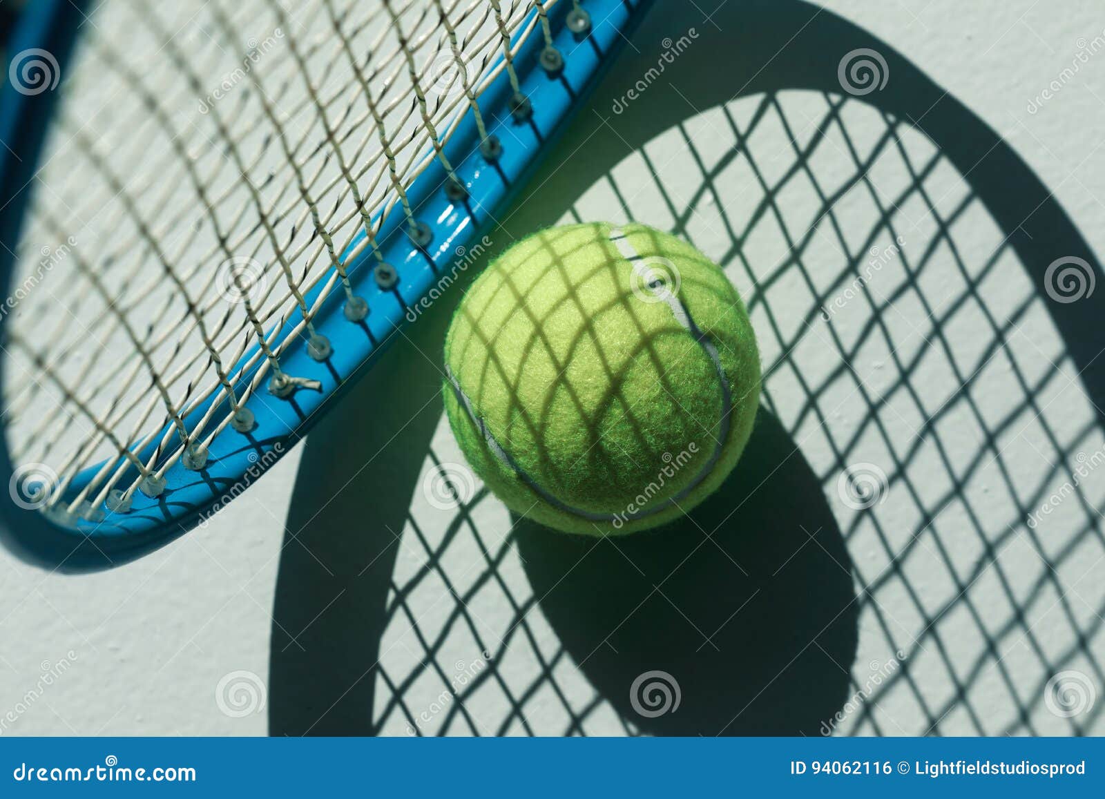 Tennis Racket and Ball on the Floor Stock Photo - Image of equipment ...