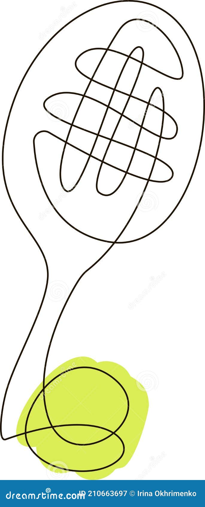 Tennis Racket and Ball Hand Drawing One Line Continuous Doodle Stock ...