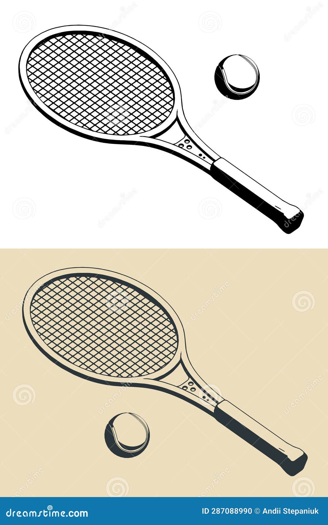 Tennis Racket and Ball Illustrations Stock Vector - Illustration of ...
