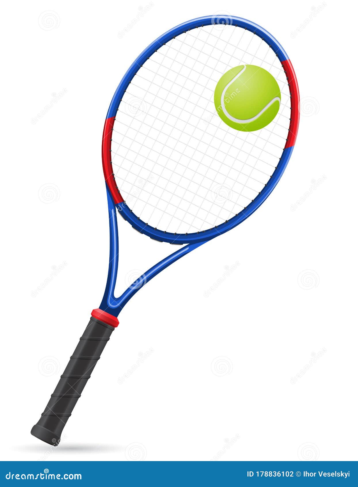 Tennis Racket and Ball Vector Illustration Stock Illustration ...