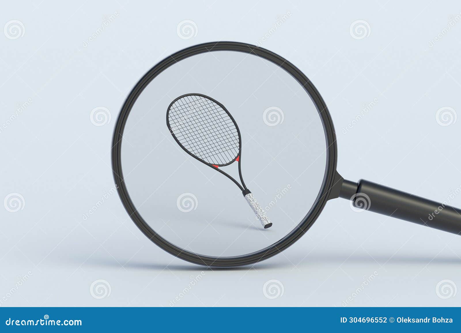 Tennis Racket Behind Magnifying Glass. Stock Illustration ...