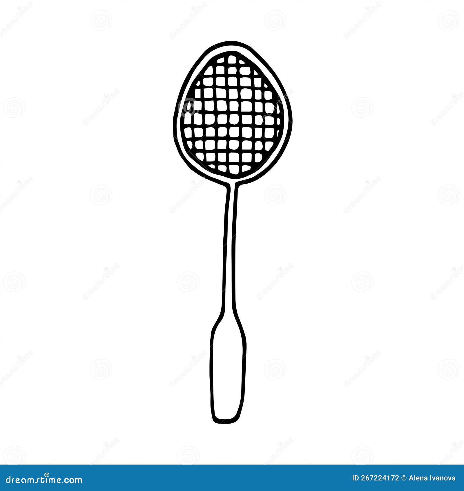 Tennis Racket Doodle Style Vector Illustration Isolated on White Stock ...