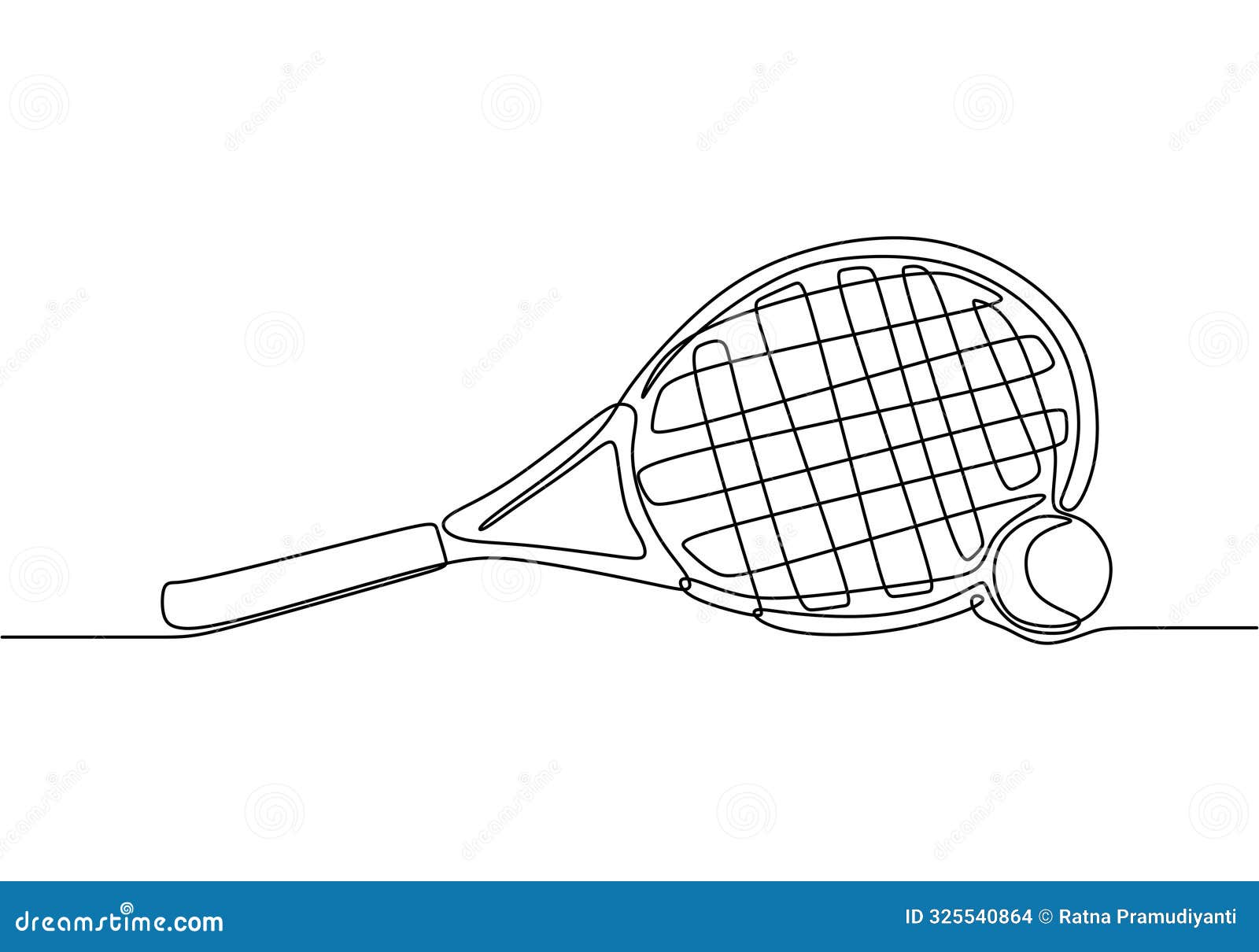 Tennis Racket One Line Art. Continuous Line Drawing of Tennis Stock ...