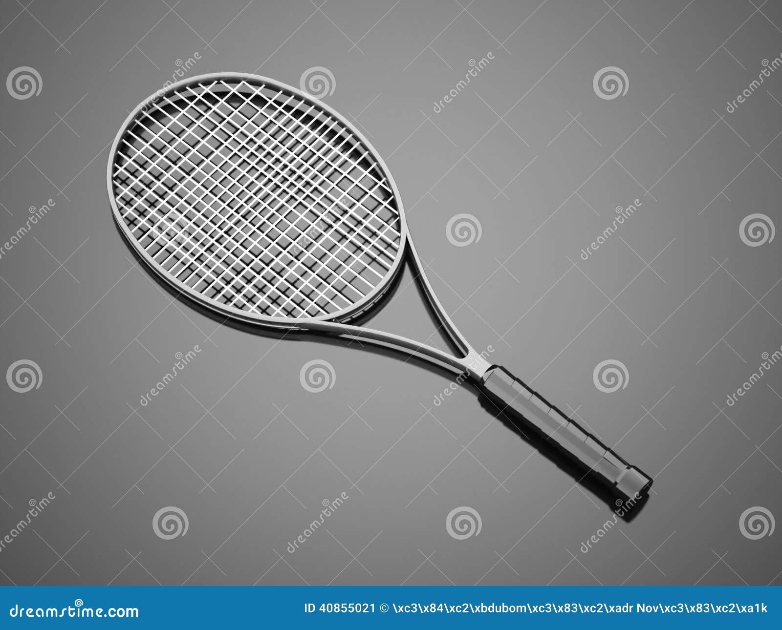 Tennis Racket Rendered on Dark Stock Illustration - Illustration of ...
