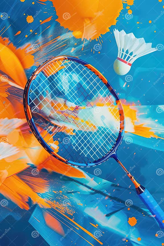 A Tennis Racket and Shuttle on a Plain Background Stock Image - Image ...