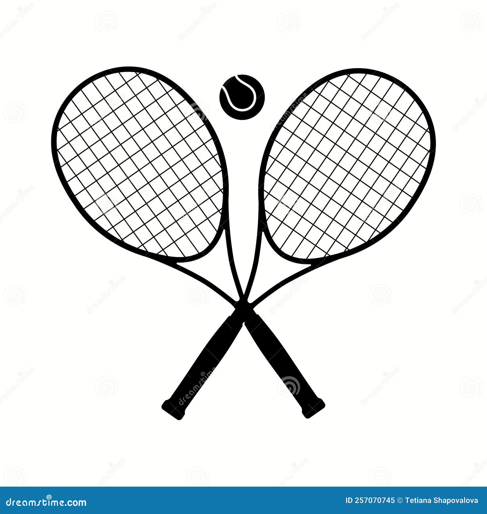 Tennis Racquet Cross Flat Icon on White Background Stock Vector ...