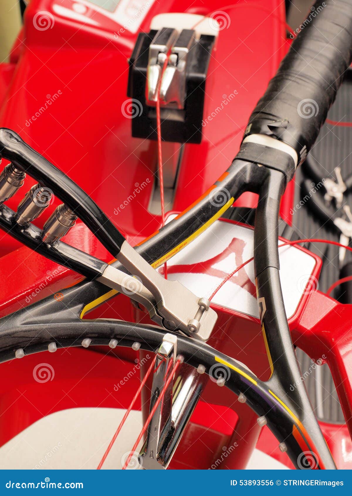 Tennis Racquet On A Modern Tournament Electronic Stringing Machine ...
