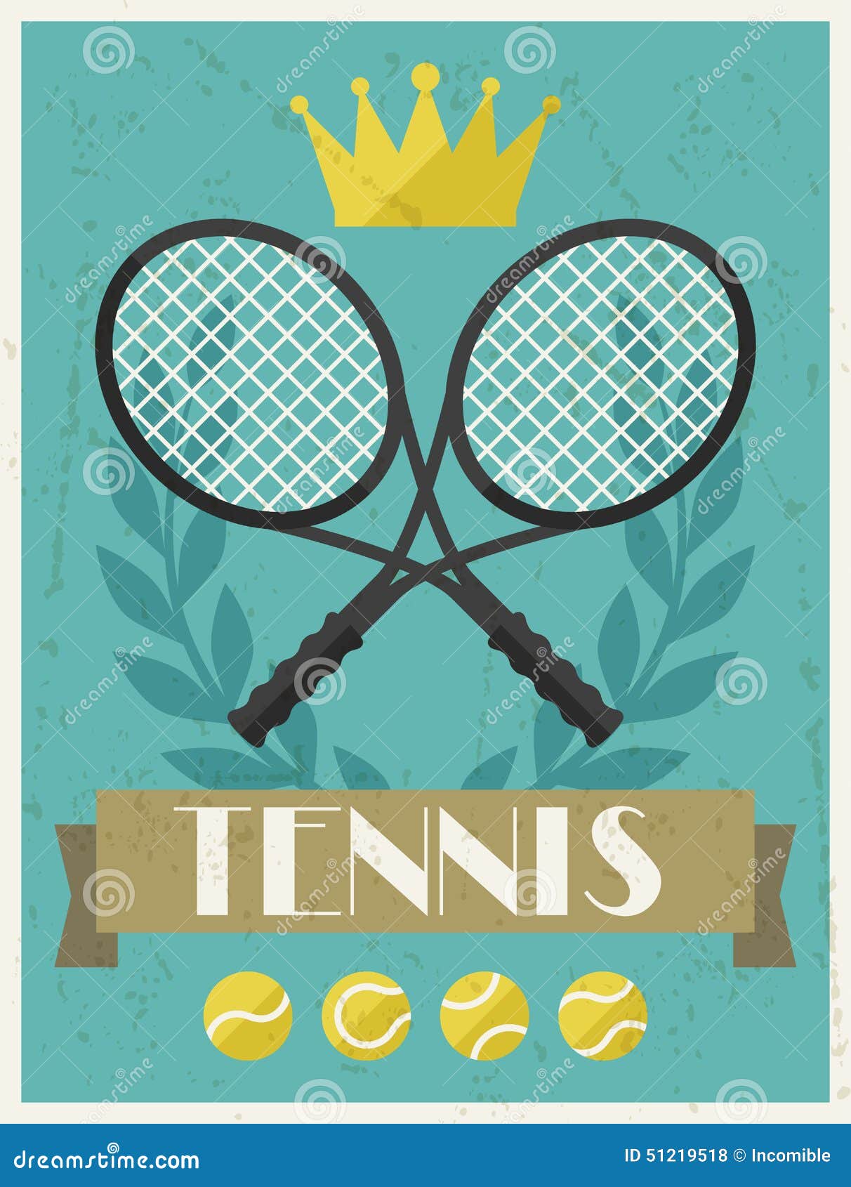 Tennis. Retro Poster in Flat Design Style Stock Vector - Illustration ...