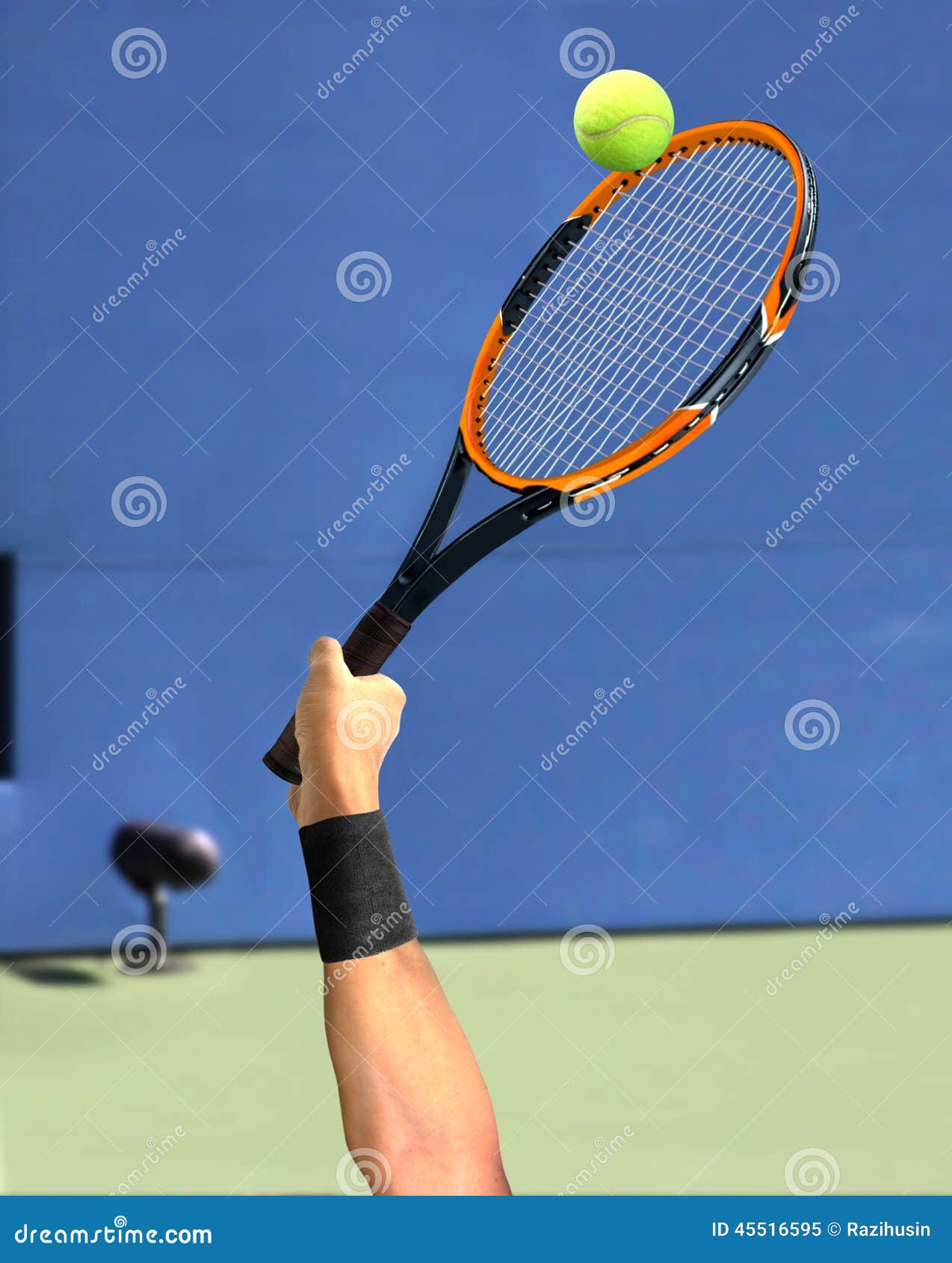 Tennis Serve on Court stock image. Image of racquet, ball - 45516595