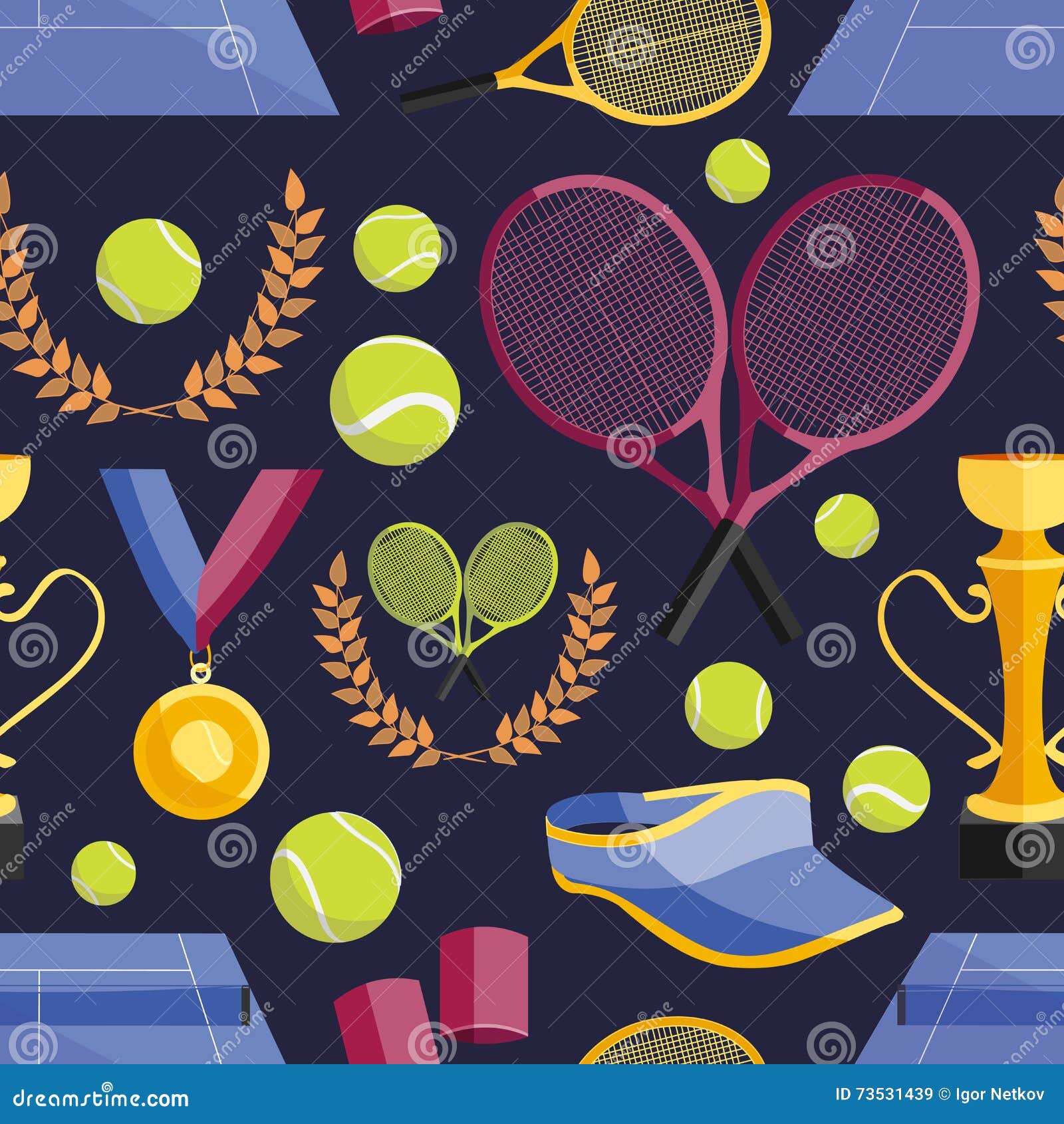 Tennis set pattern stock vector. Illustration of fitness - 73531439