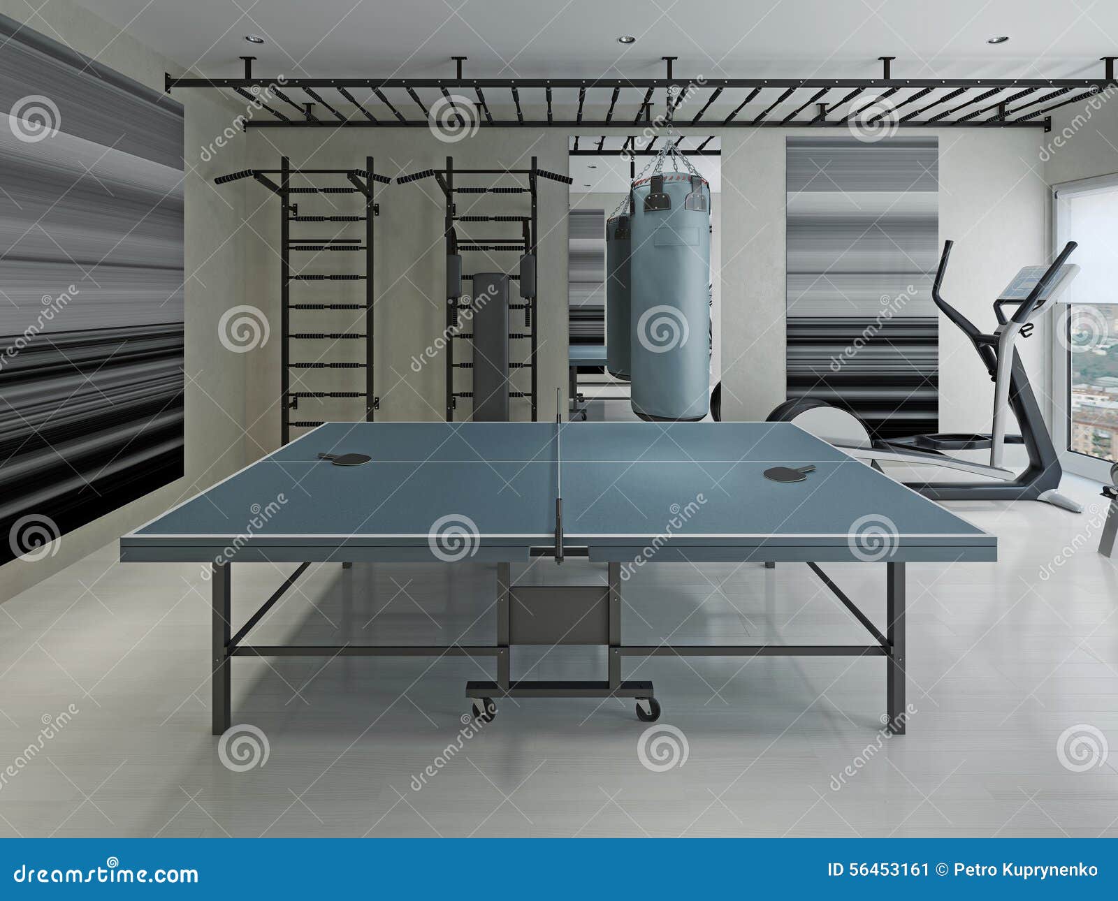 Tennis table in the gym stock image. Image of athletic - 56453161