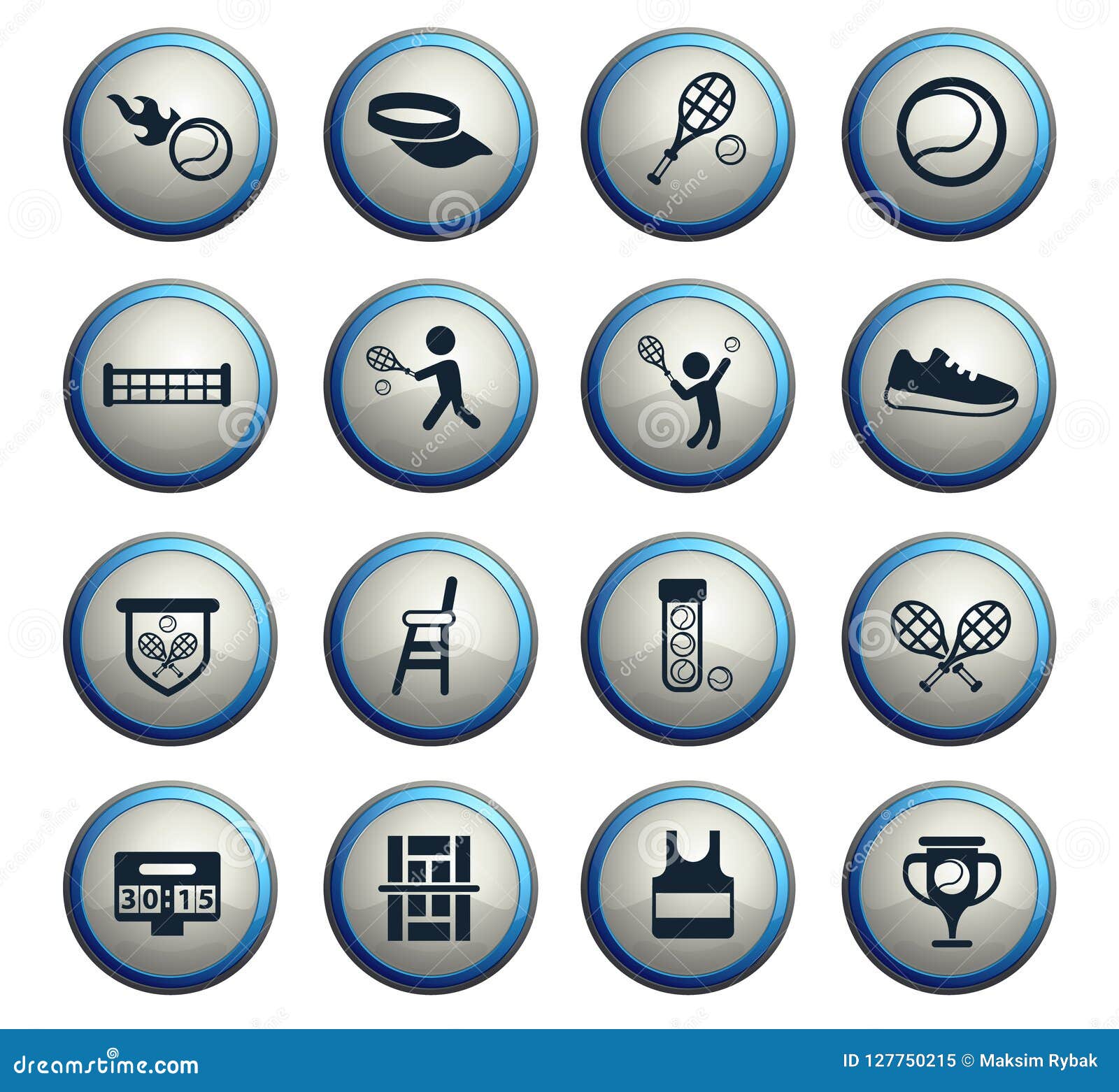 Tennis icon set stock vector. Illustration of racket - 127750215
