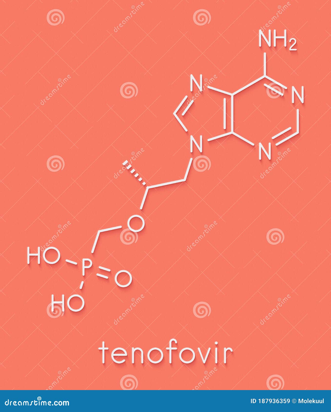 Tenofovir HIV Drug Molecule. Skeletal Formula. Stock Illustration ...
