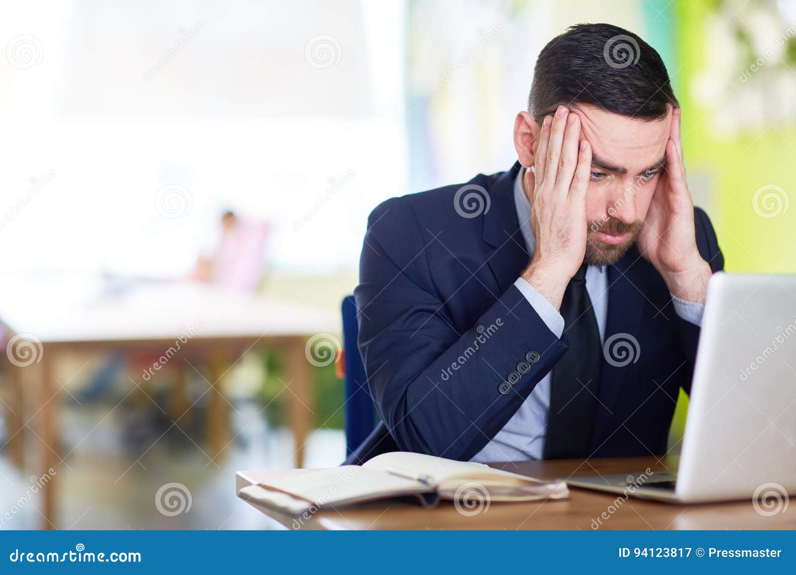 Tense man stock image. Image of laptop, problem, solve - 94123817