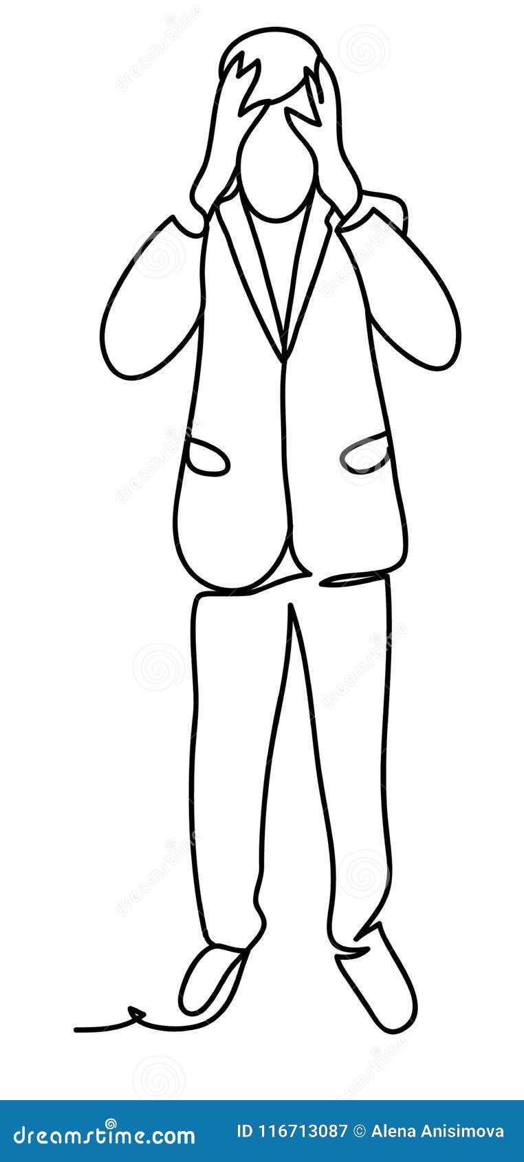 Tense Man In Suit Grabbing His Head Being Stressed And Thinking About ...