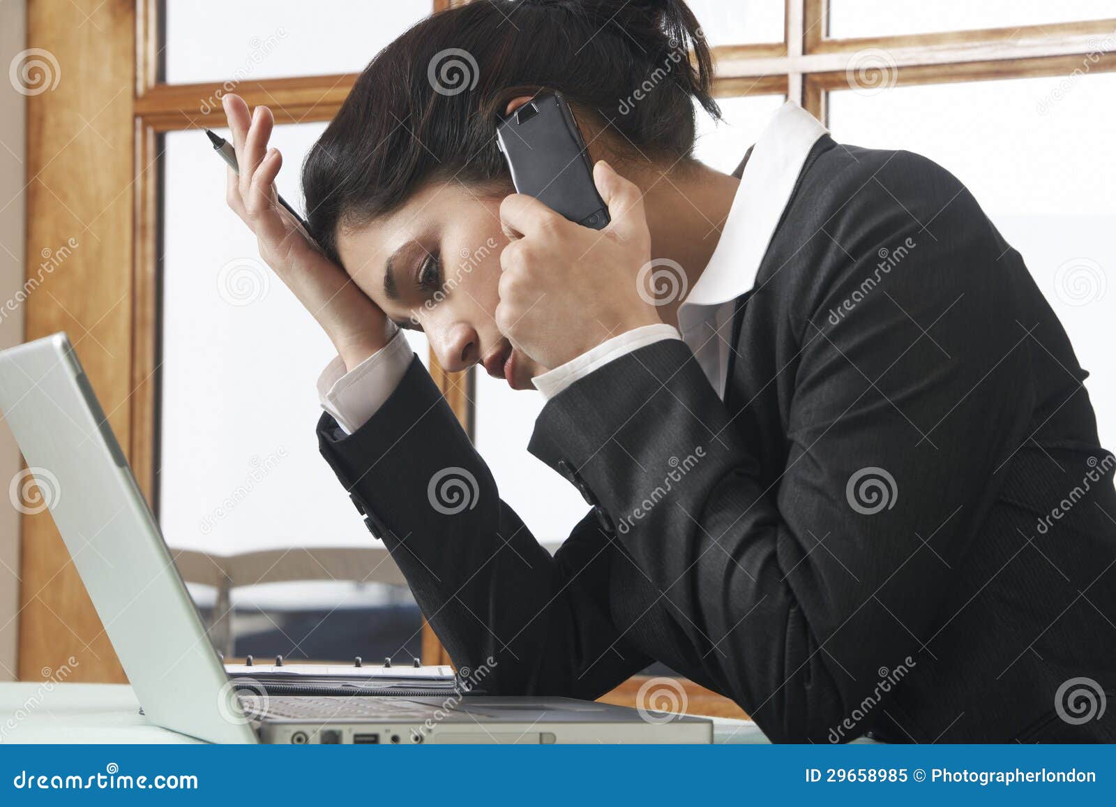 Tensed Businesswoman on Call Stock Image - Image of cellphone, formal ...