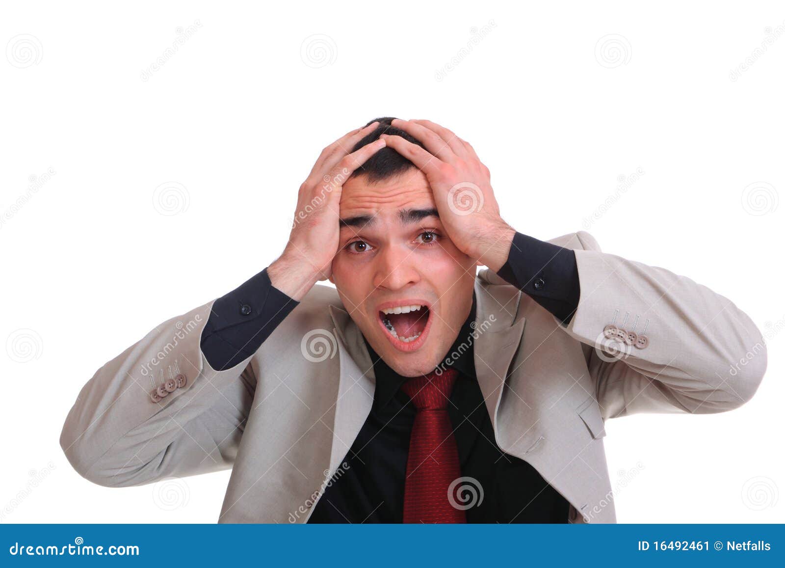 Tensed young business man stock image. Image of male - 16492461