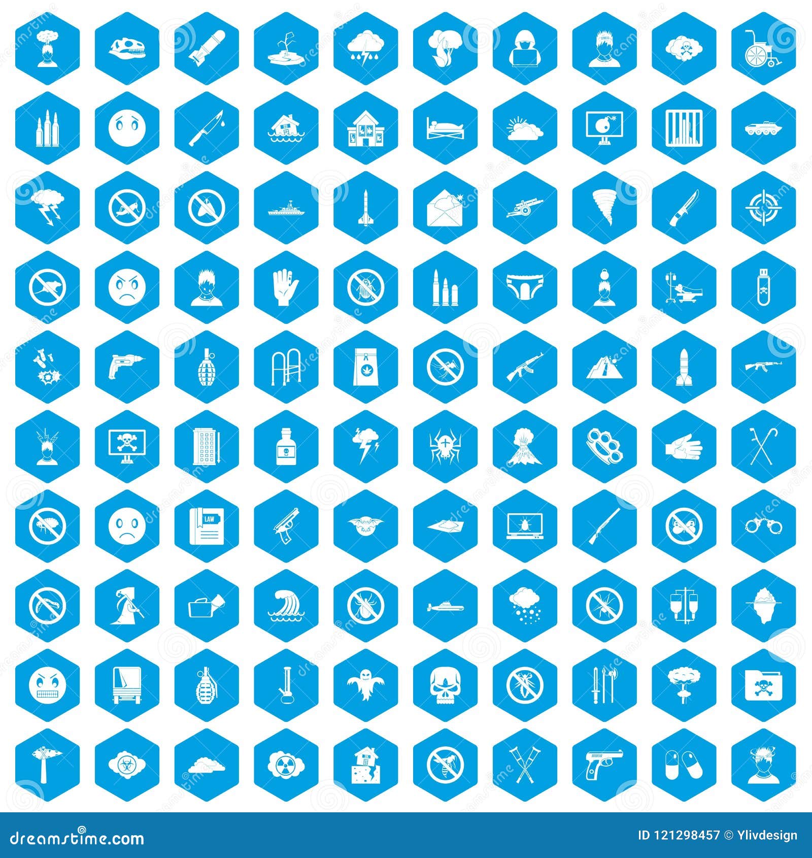 100 tension icons set blue stock vector. Illustration of destruction ...