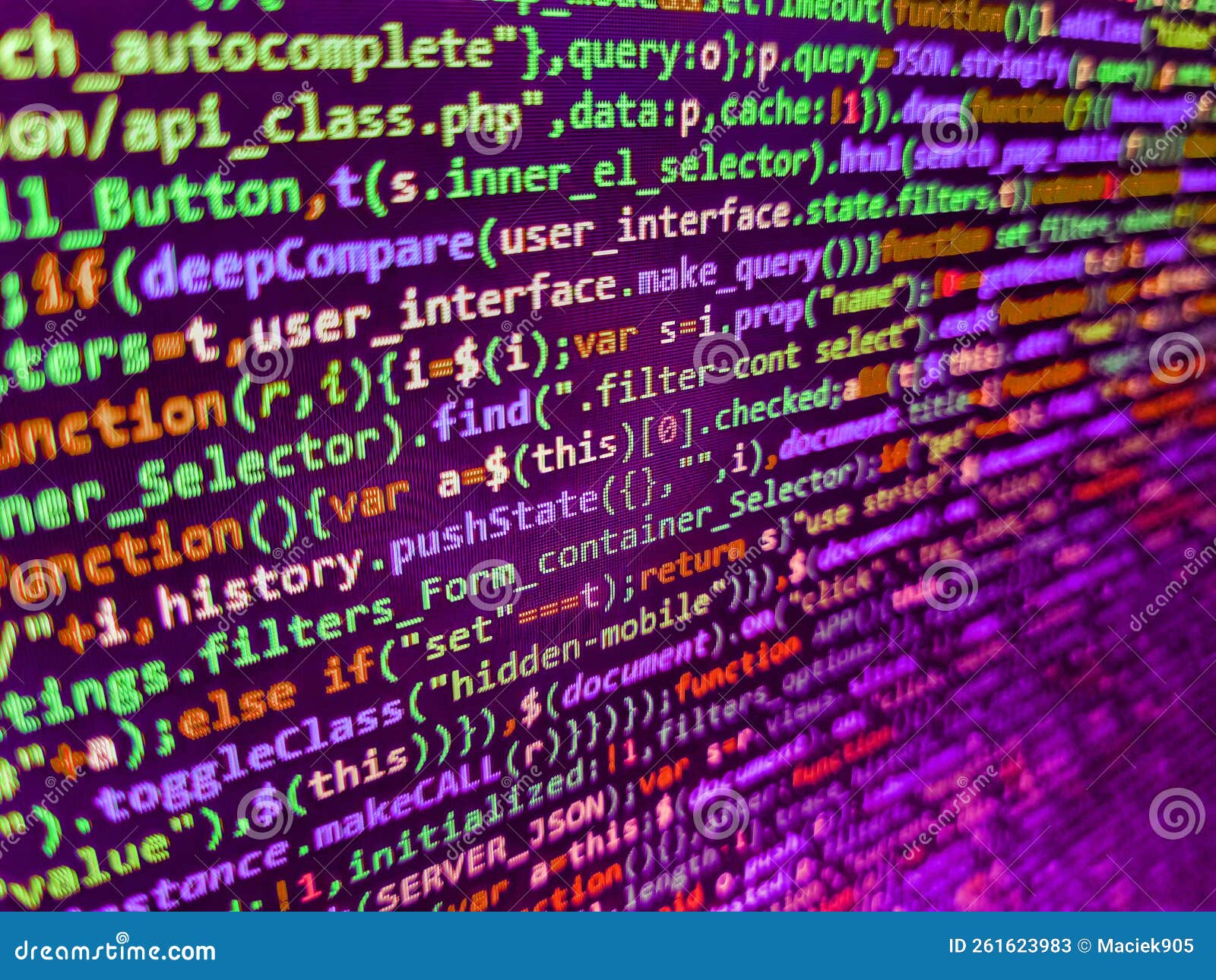 Tensorflow AI Concept. HTML5 in Editor for Website Development. Future Technology Creation ...
