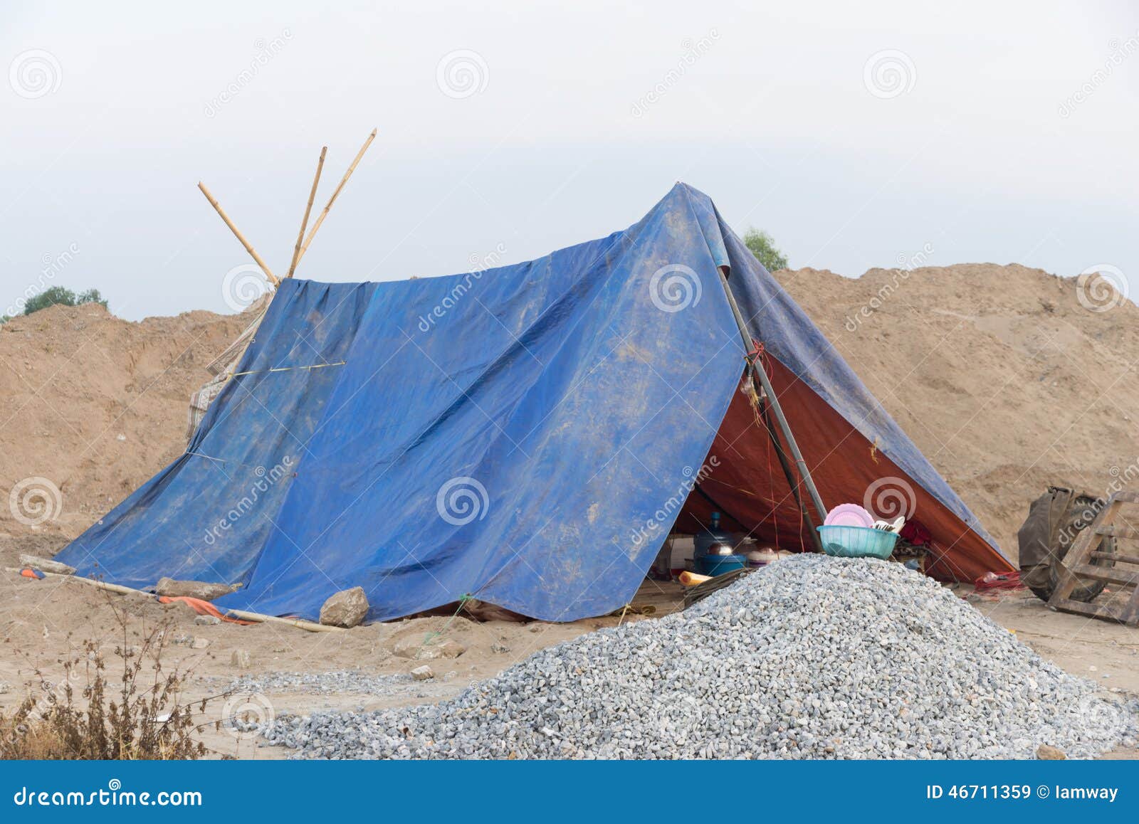 Tent Accommodation for Construction Workers in Rural Stock Image ...