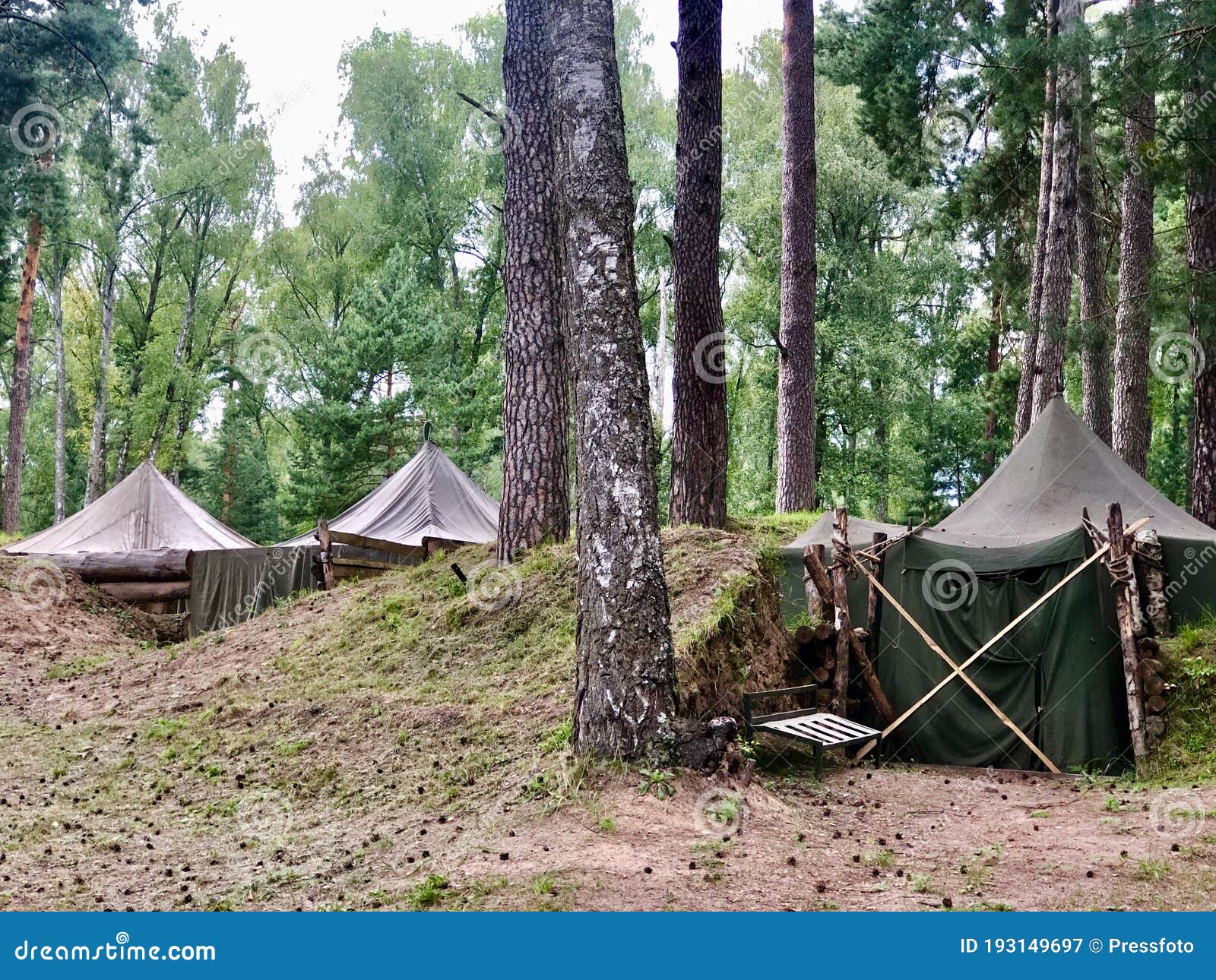 Military Camp in the Forest Stock Image - Image of camping, khaki ...
