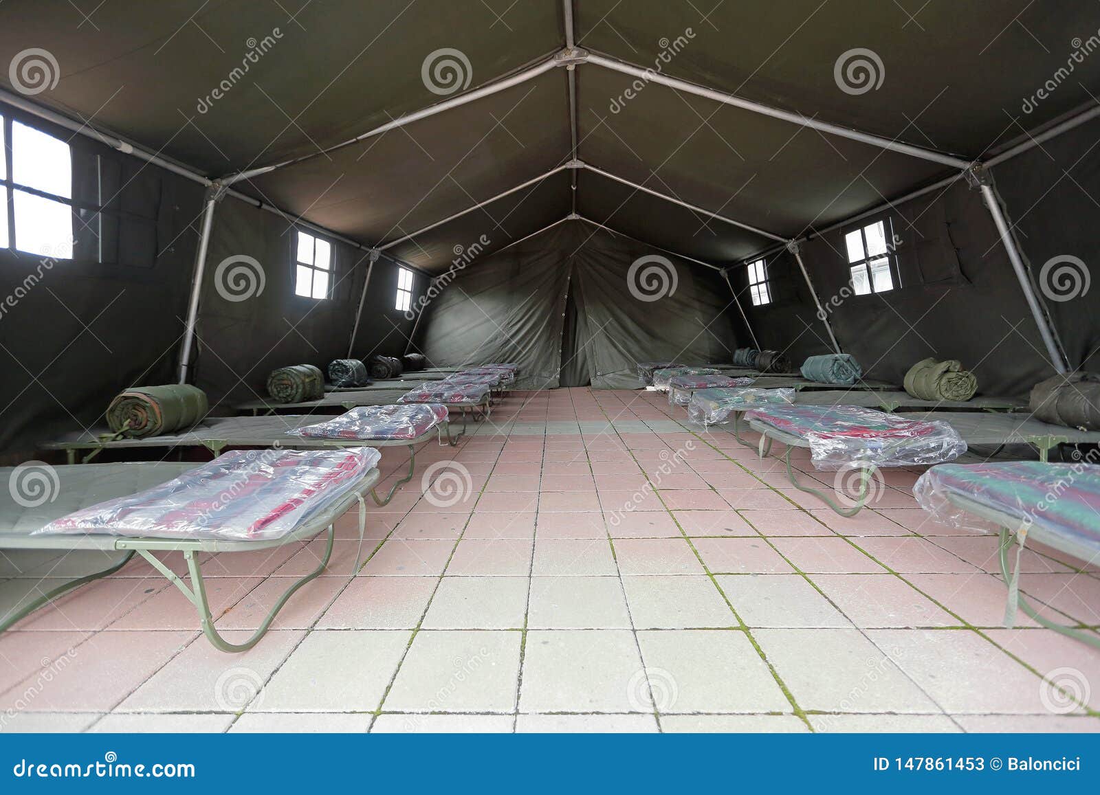 Tent Beds Emergency stock image. Image of help, unit - 147861453