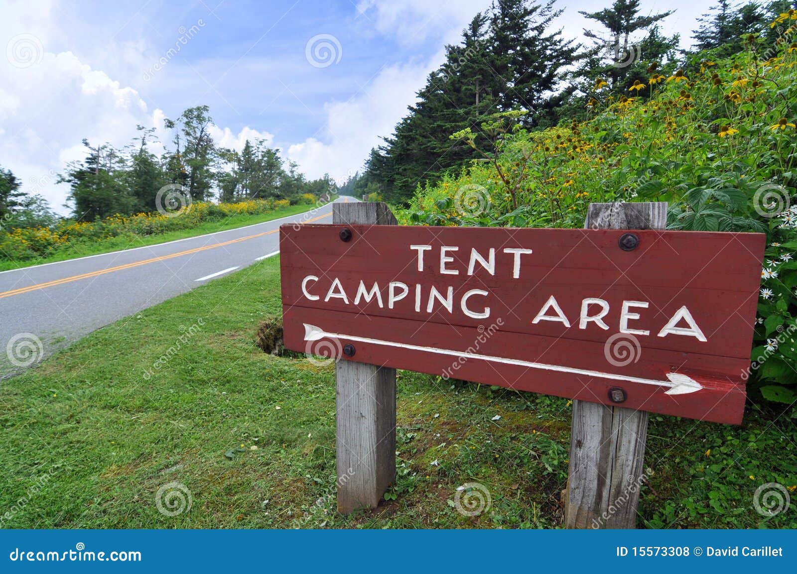 Tent Camping Sign on Blue Ridge Parkway Stock Photo - Image of campsite ...