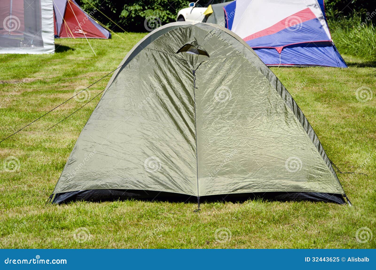 Tent Camping on Summer Grass Stock Image - Image of summer, holiday ...