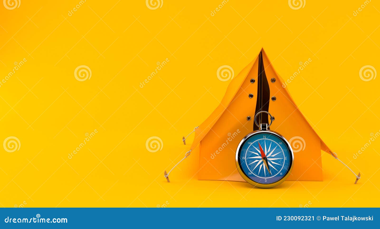 Tent with compass stock illustration. Illustration of location - 230092321