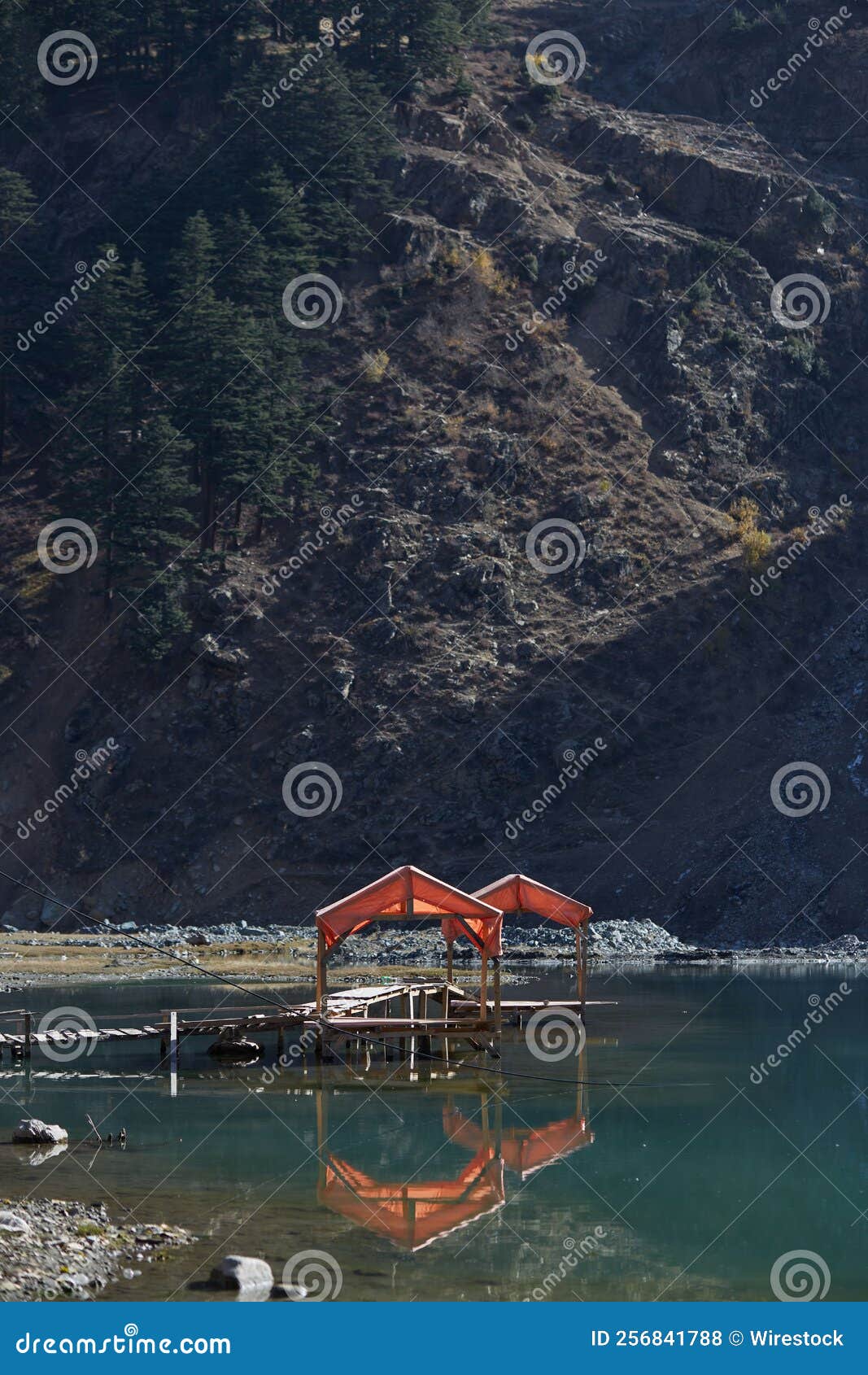 Tent by the Dock with Its Reflection on the Water Stock Photo - Image ...
