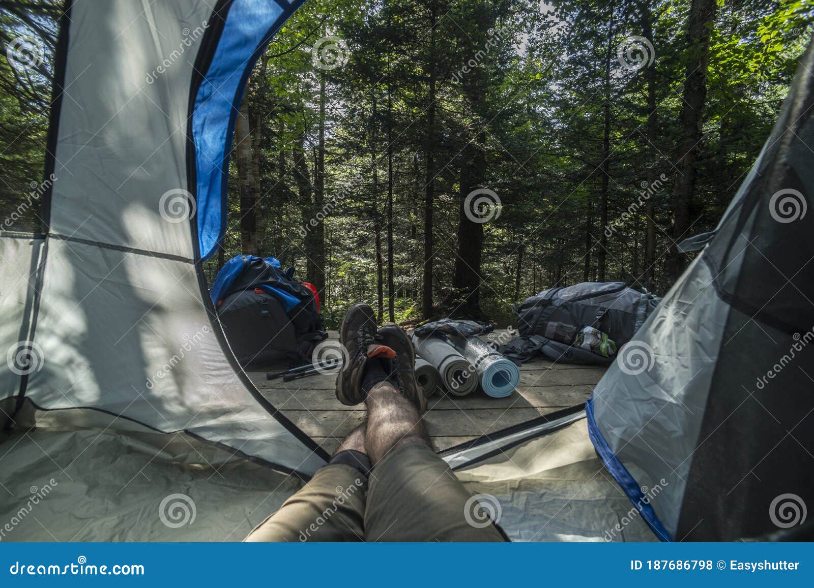 Tent stock photo. Image of peaceful, camping, camp, barefoot - 187686798
