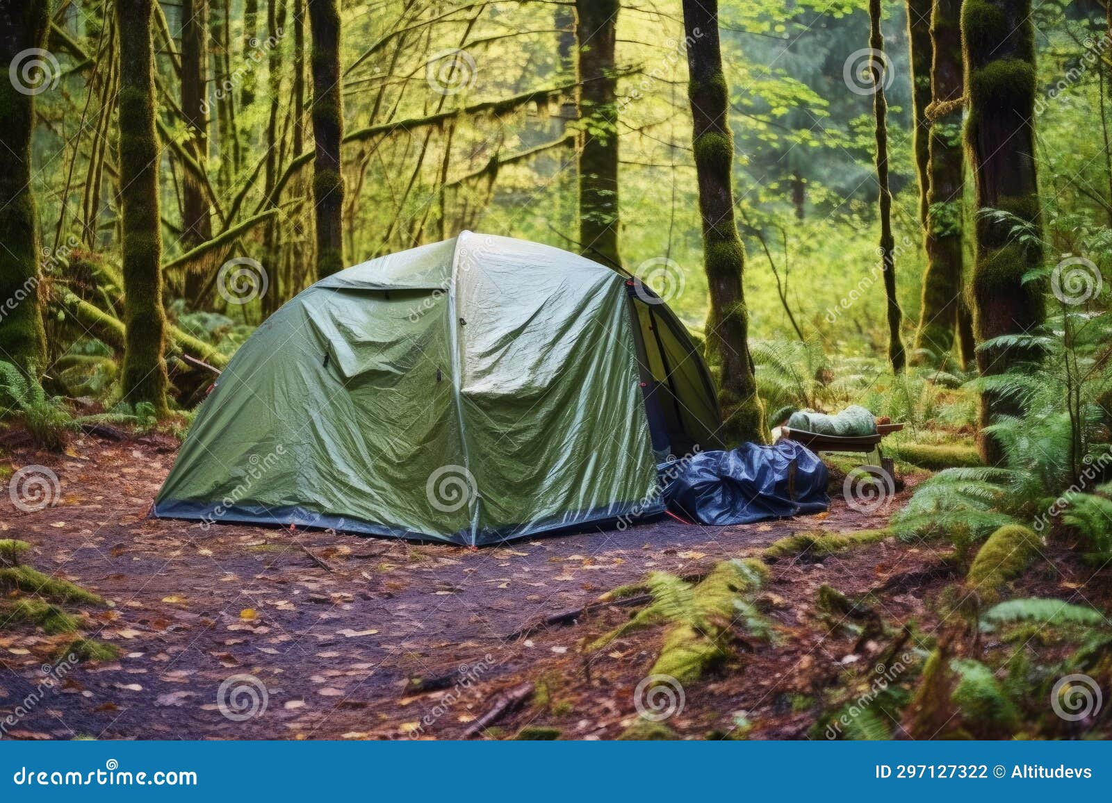 Tent in a Forest Camping Site in a Reserve Stock Photo - Image of ...