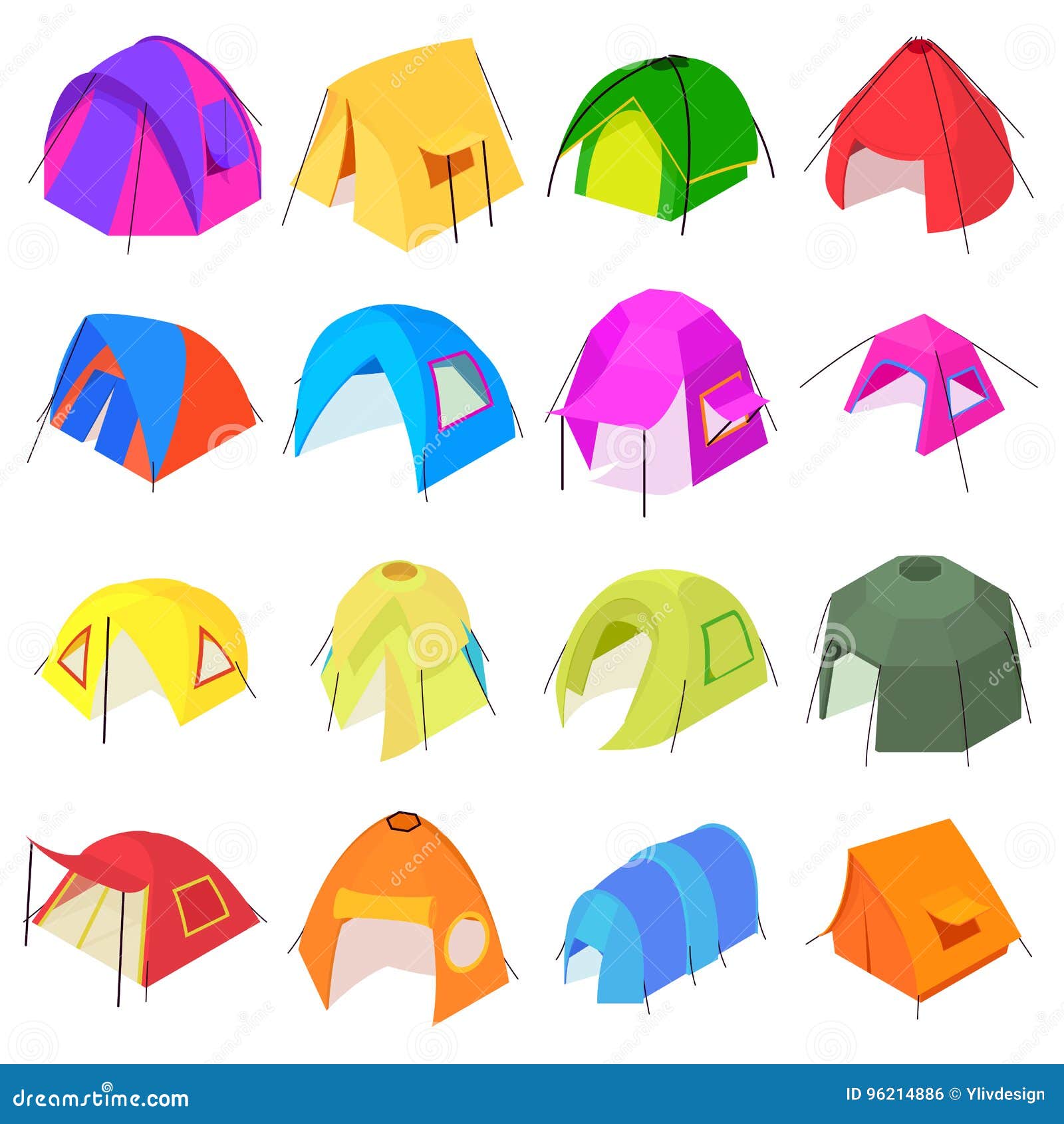 Tent Forms Icons Set, Isometric Style Stock Vector - Illustration of ...