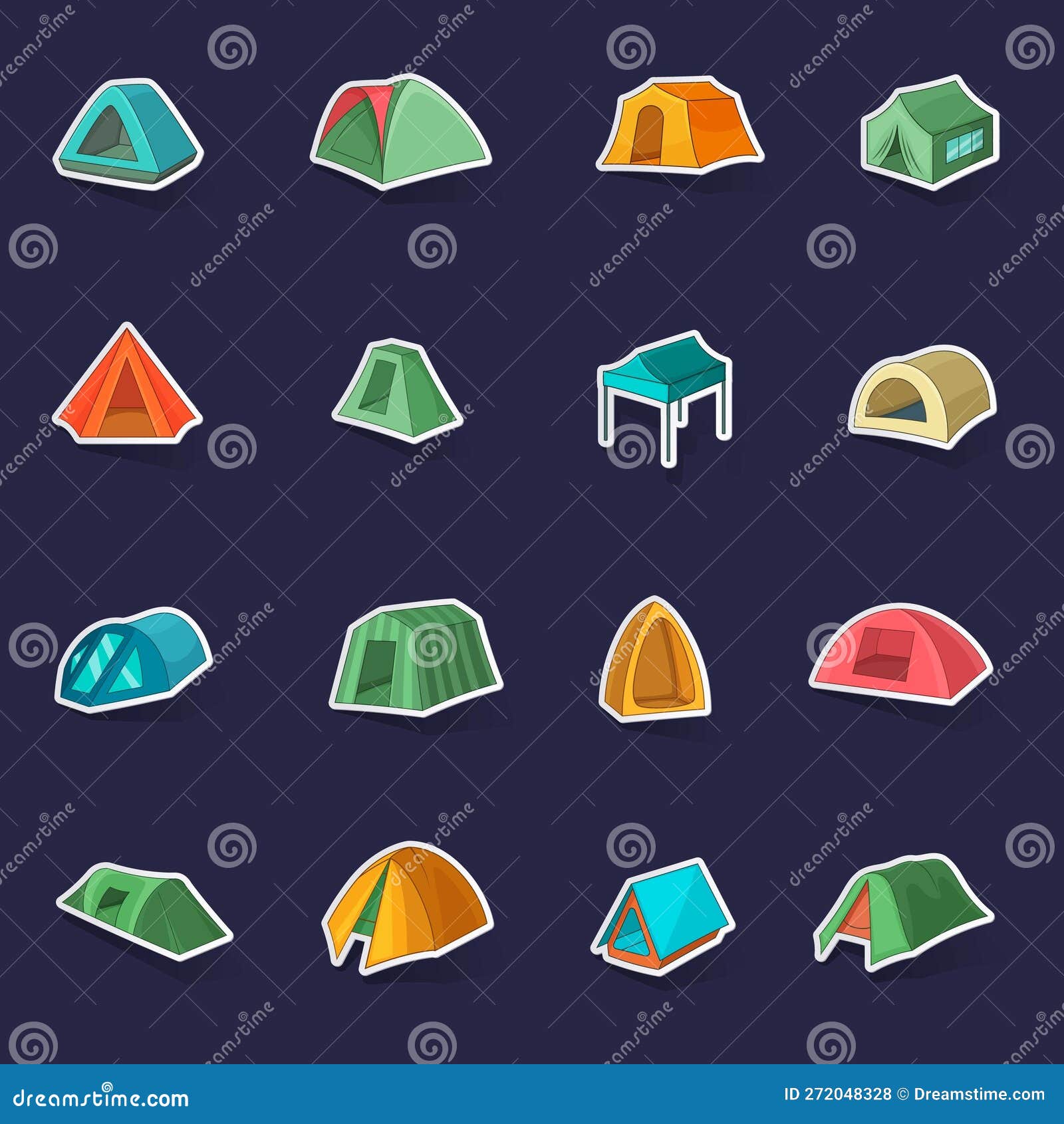 Tent Forms Icons Set, Cartoon Style Vector Illustration | CartoonDealer ...