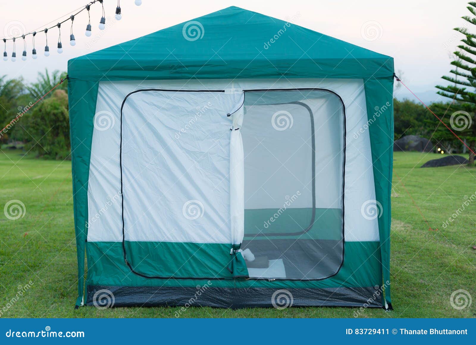 Tent on the grass field stock image. Image of rural, landscape - 83729411