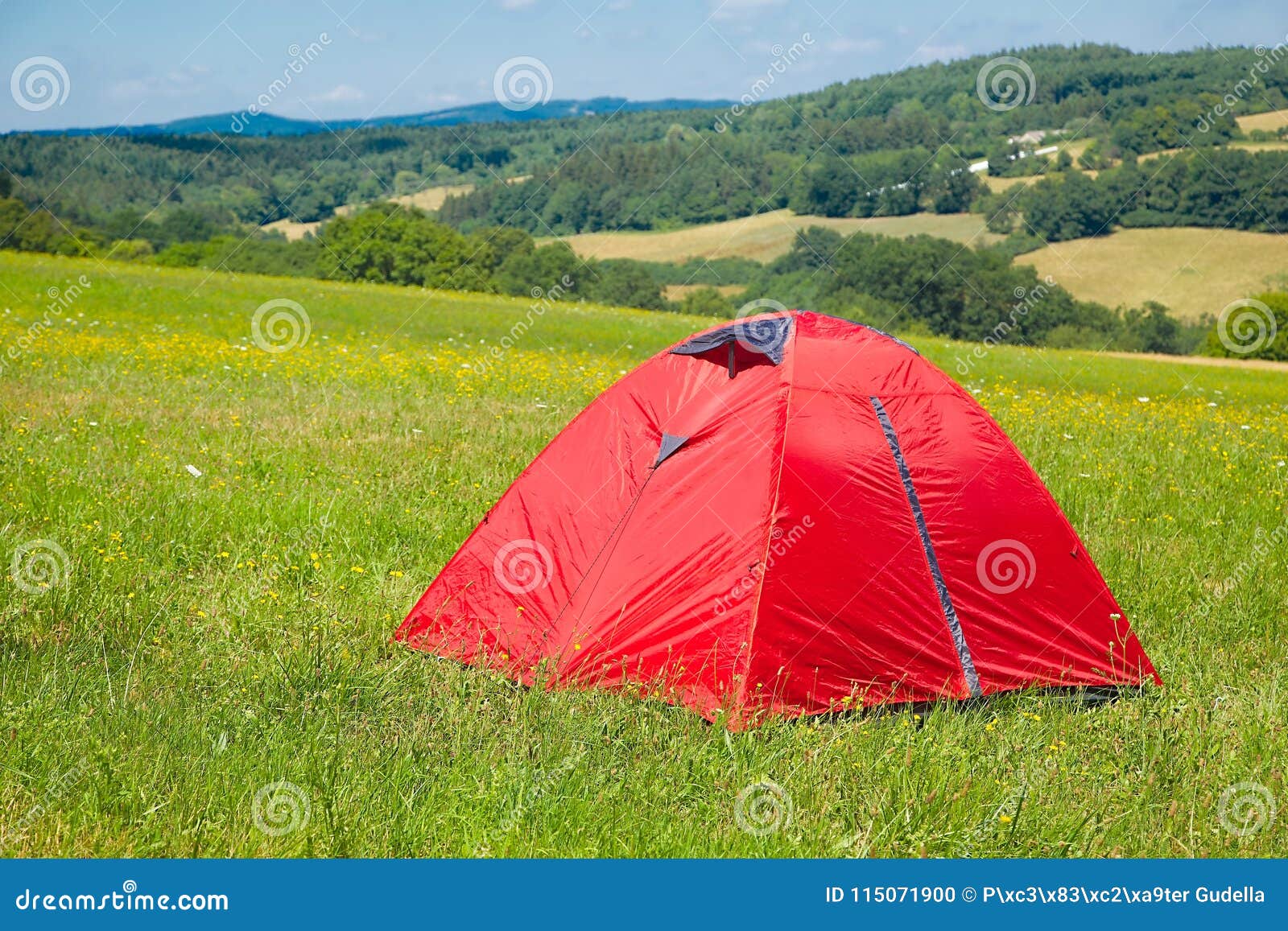 Tents on grass stock photo. Image of meadow, hike, active - 115071900