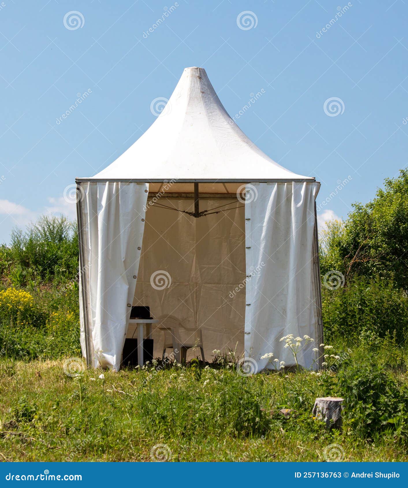 Tent on Green Grass in Summer. Stock Image - Image of hike, landscape ...