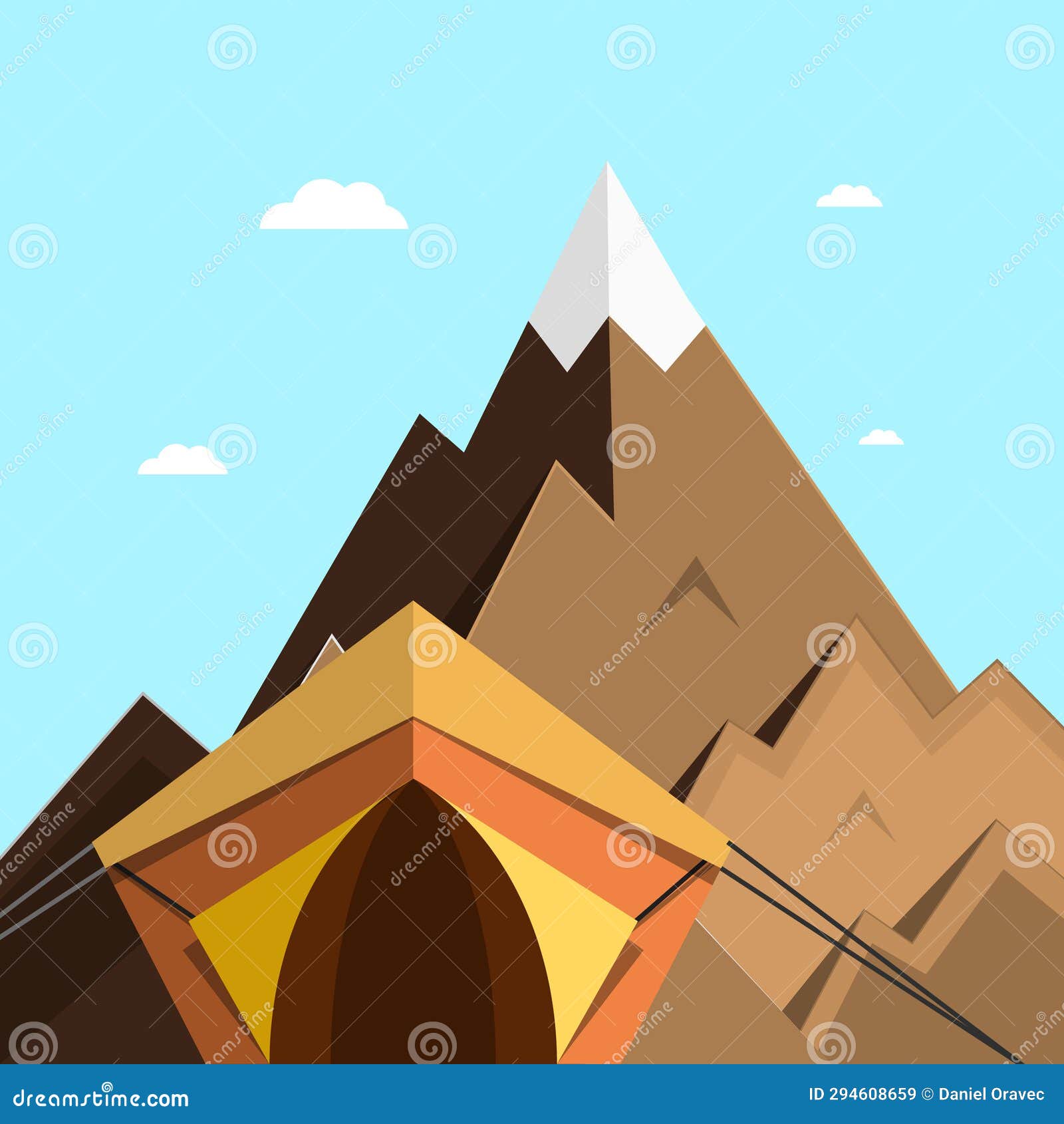 Tent in High Mountains Cartoon Stock Illustration - Illustration of ...