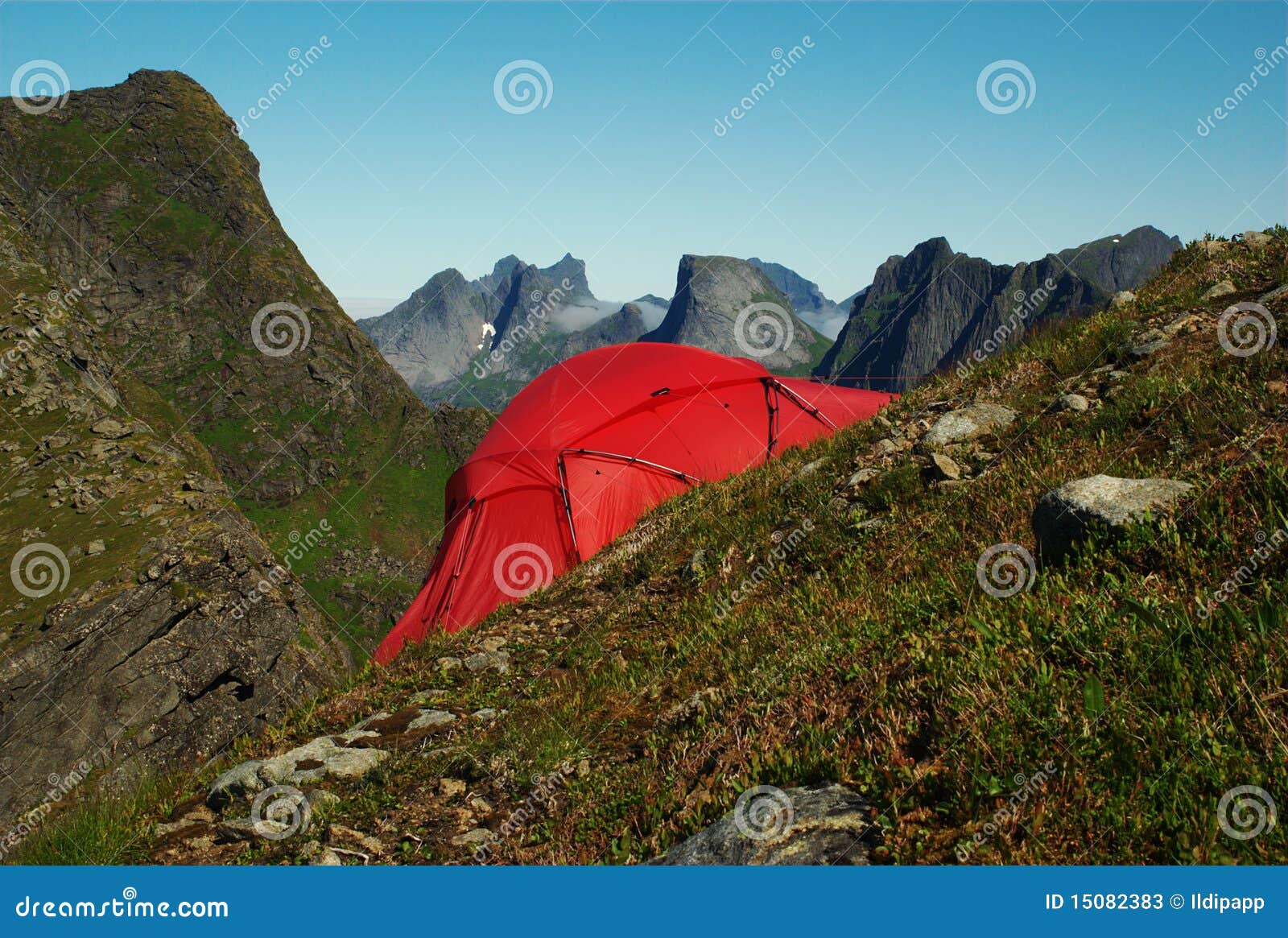 Tent on Hillside stock image. Image of pole, rugged, slope - 15082383