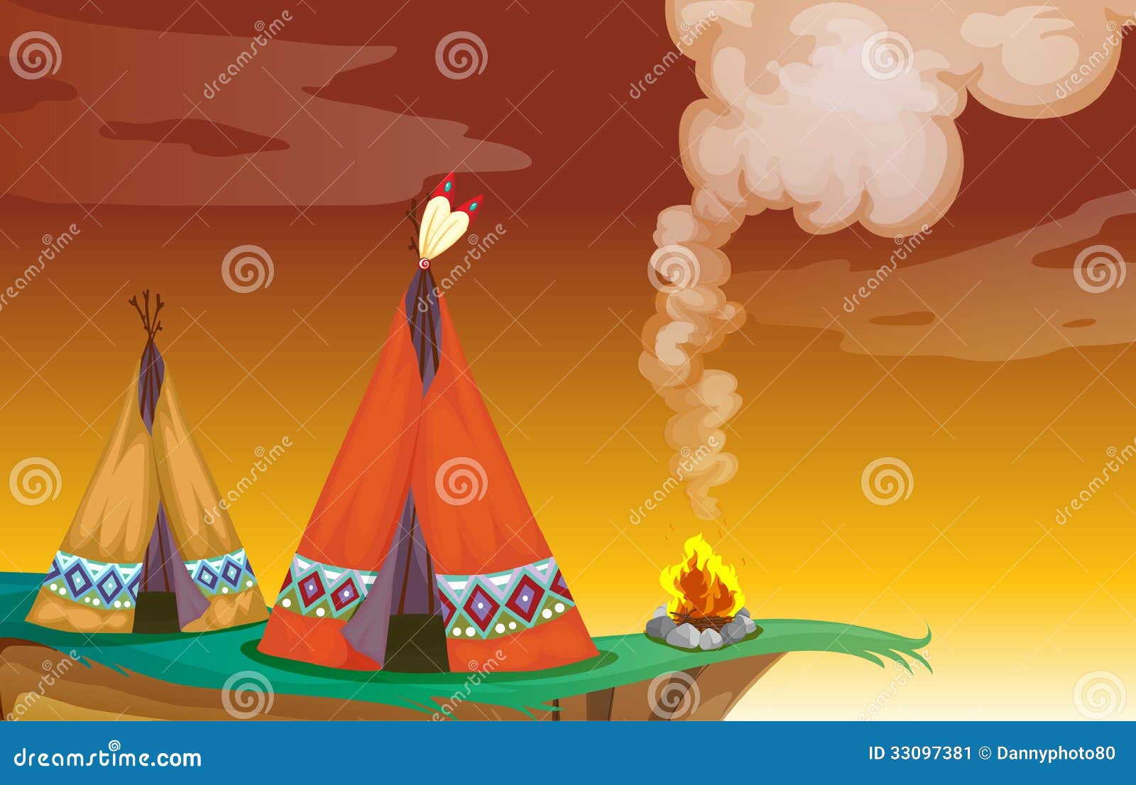 Tent house and fire stock vector. Illustration of colony - 33097381
