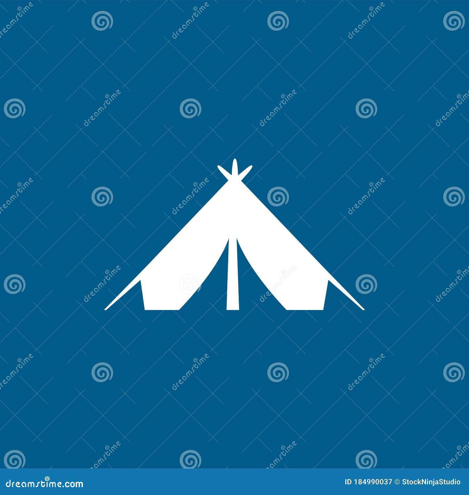 Tent Icon on Blue Background. Blue Flat Style Vector Illustration Stock ...