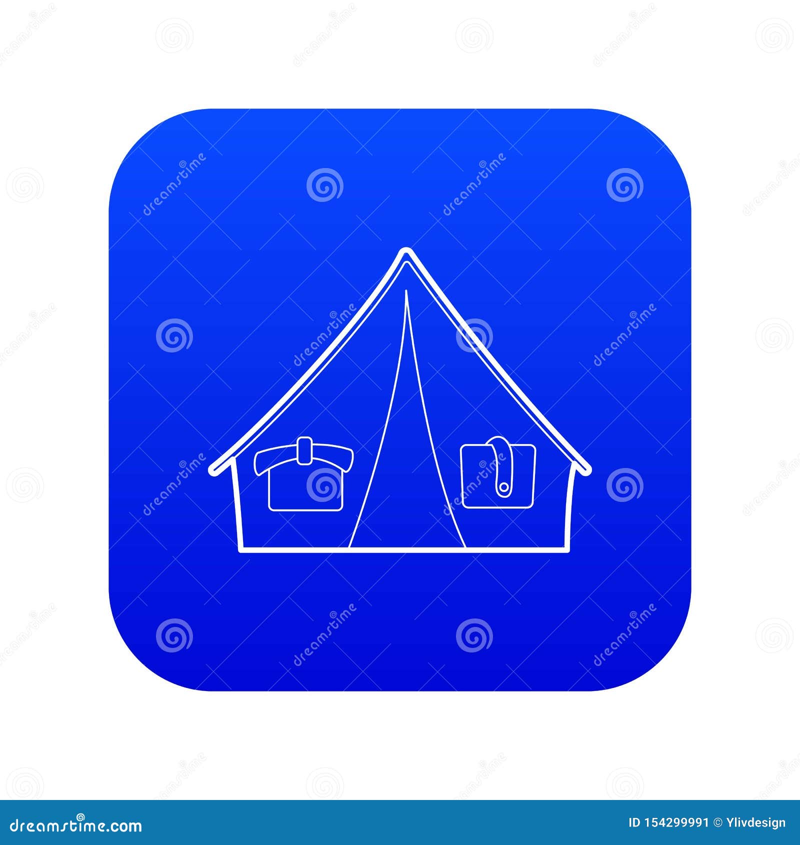 Tent icon blue vector stock vector. Illustration of rest - 154299991