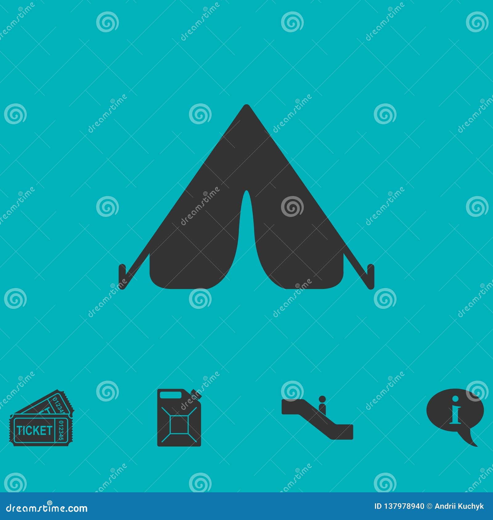 Tent icon flat stock illustration. Illustration of destinations - 137978940