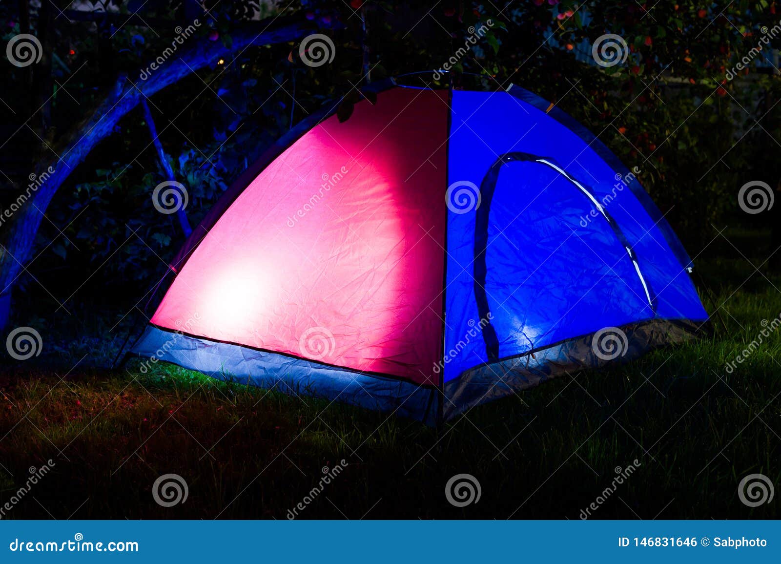 Tent in the Night stock photo. Image of midnight, glow - 146831646